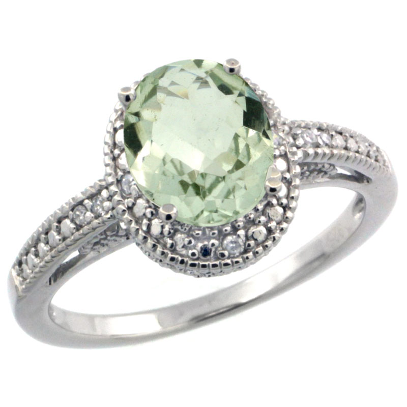 Sabrina Silver Sterling Silver Diamond Vintage Style Oval Green ...